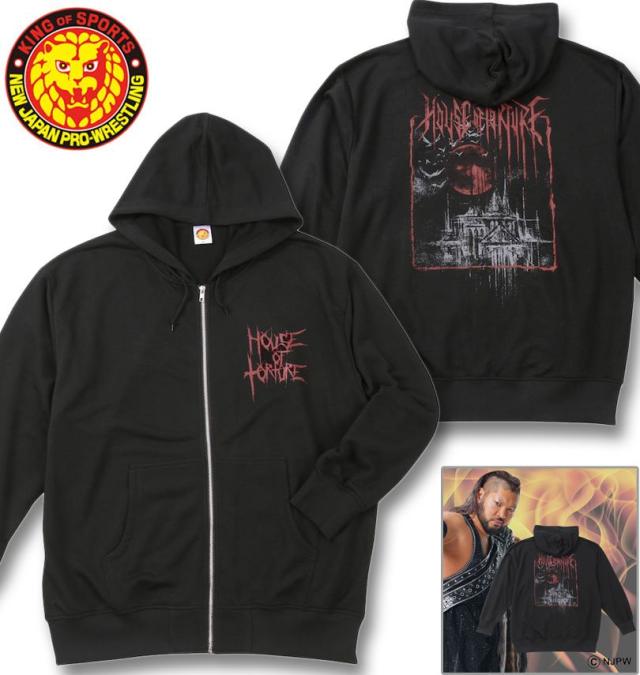 大きいサイズ 新日本プロレス HOUSE OF TORTURE 「RED MOON」 フルジップ パーカー ブラック 3L 4L 5L 6L/1278-4701-1-79