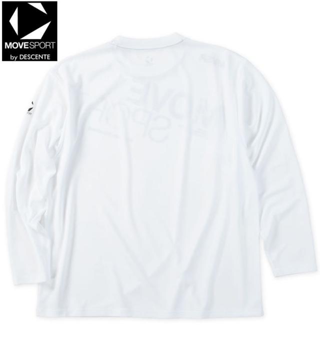 大きいサイズ MOVESPORT ドライメッシュ ビッグロゴ 長袖 シャツ ホワイト 3L 4L 5L 6L/1278-5320-1-79