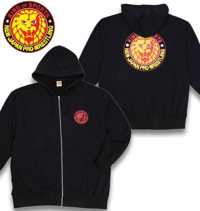 大きいサイズ 新日本プロレス ライオンマーク フルジップパーカー ブラック 3L 4L 5L 6L 8L/1278-5670-1-79