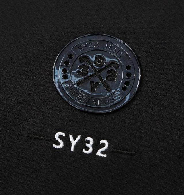 大きいサイズ SY32 by SWEET YEARS ゴルフ ライト ストレッチ ワッペン 半袖 ポロシャツ ブラック 3L 4L 5L 6L/1278-5217-2-180
