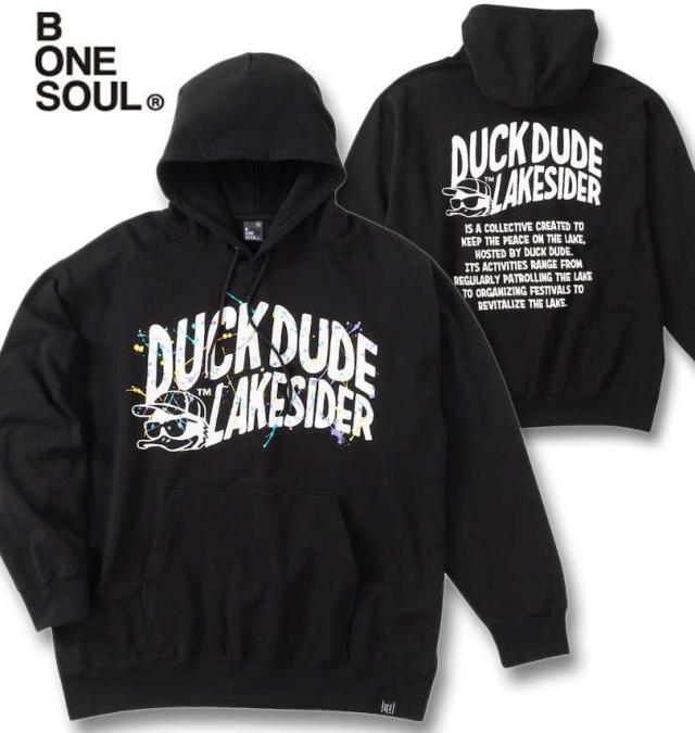 大きいサイズ b-one-soul DUCK DUDE レイクサイダー スプラッシュ プルパーカー ブラック 3L 4L 5L 6L/1258-4317-2-81
