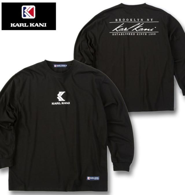 大きいサイズ KARL KANI 天竺 長袖 Tシャツ ブラック 3L 4L 5L 6L 8L/1278-5335-2-88