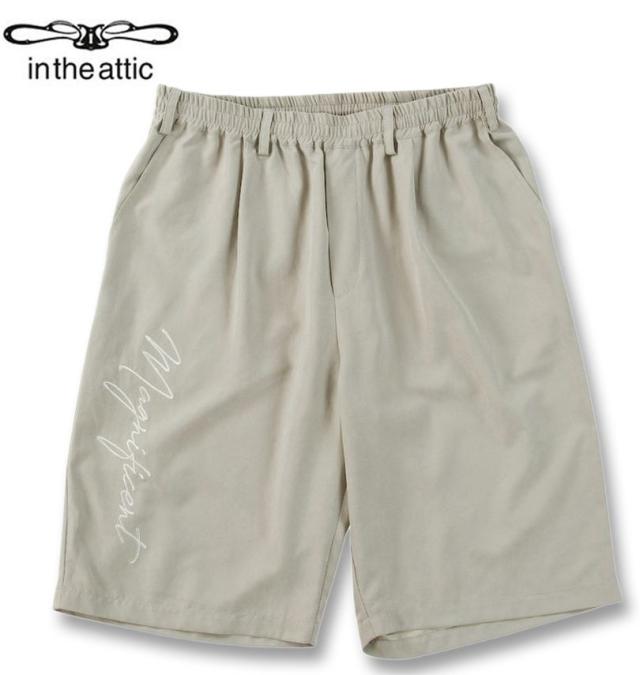 大きいサイズ in the attic 刺繍 ポリピーチ ハーフパンツ グレージュ 3L 4L 5L 6L/1254-5260-1-89