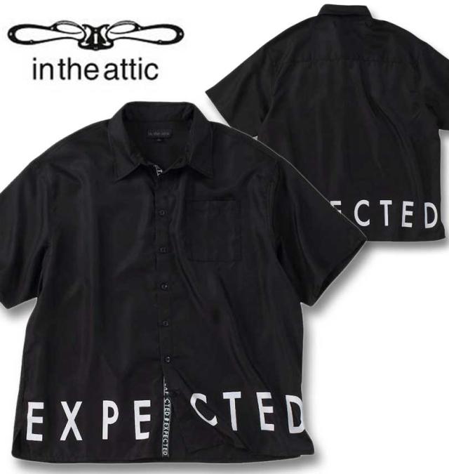 大きいサイズ in the attic ロゴプリント 半袖 シャツ ブラック 3L 4L 5L 6L/1257-4200-2-89