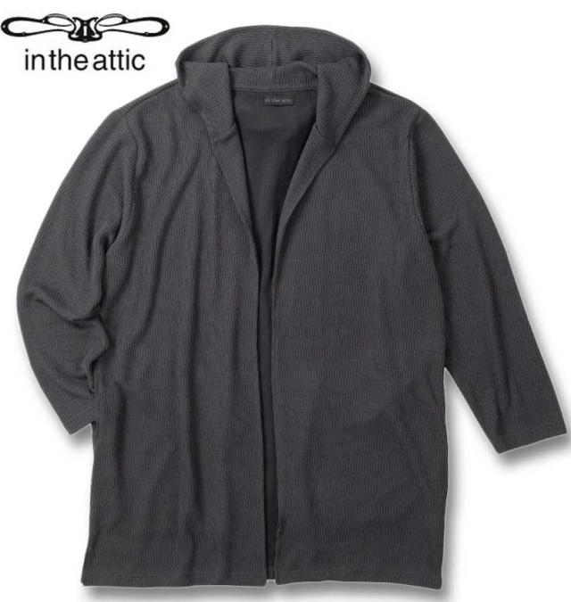 大きいサイズ in the attic ジャガード ニット フーディガン チャコール 3L 4L 5L 6L/1258-4375-1-89