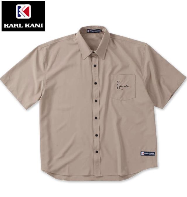 大きいサイズ KARL KANI ツイル 半袖シャツ ベージュ 3L 4L 5L 6L 8L/1277-4230-3-89