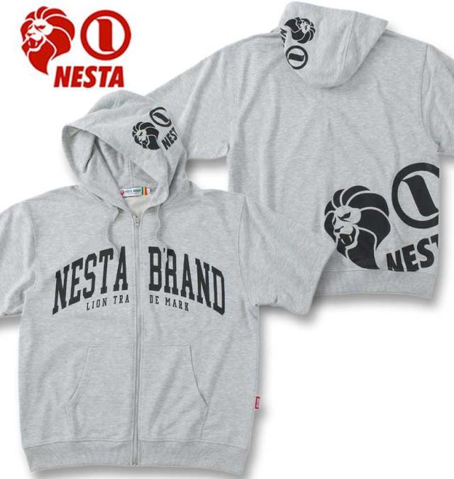 大きいサイズ NESTA BRAND ミニ裏毛 半袖 フルジップ パーカー ミックスグレー 3L 4L 5L 6L 8L/1278-4502-1-89