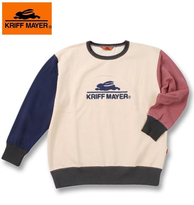 大きいサイズ KRIFF MAYER 裏起毛 サガラロゴ クルーネック スウェット マルチカラー 3L 4L 5L 6L 8L/1278-4690-3-89