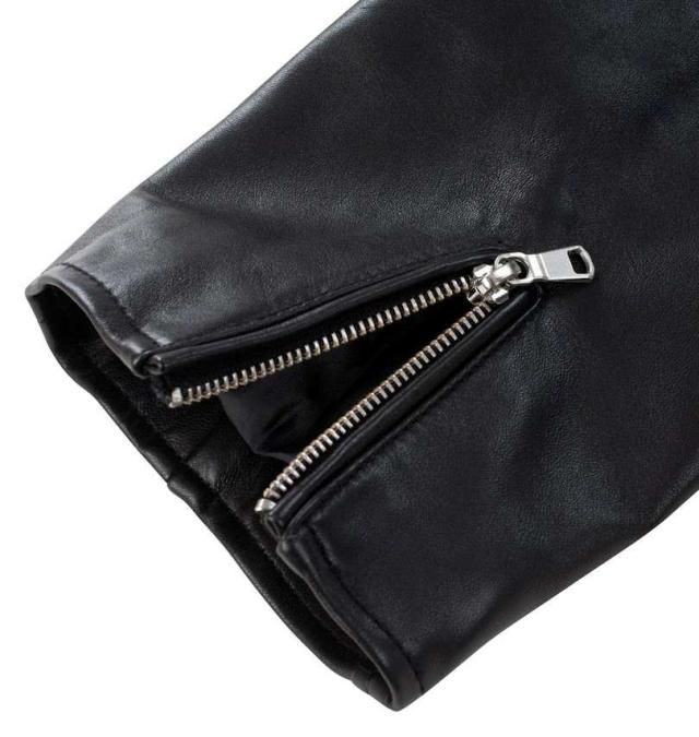 大きいサイズ TETE HOMME スタンドカラー レザーブルゾン ブラック 3L 4L 5L 6L/1273-4660-1-690