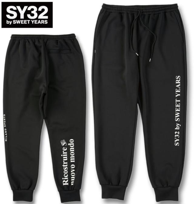 大きいサイズ SY32 by SWEET YEARS ダンボールニット スウェットパンツ ブラック 3L 4L 5L 6L/1274-5365-2-190