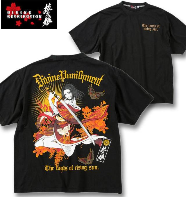 大きいサイズ 絡繰魂抜刀娘 凛 一刀流 半袖 Tシャツ ブラック 3L 4L 5L 6L 8L/1258-5255-1-98