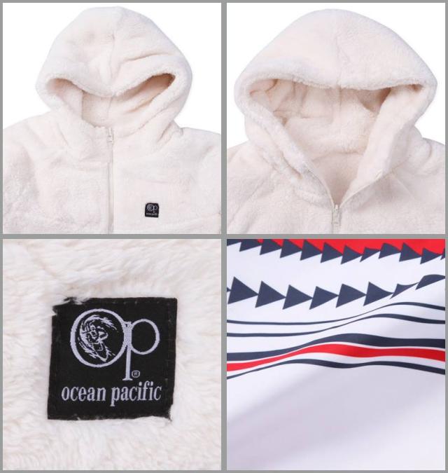 大きいサイズ OCEAN PACIFIC リバーシブル ボア フリース ジャケット ホワイト 3L 4L 5L 6L 8L/1273-4340-1-98
