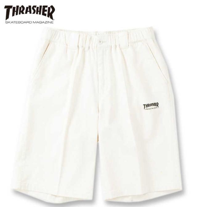 大きいサイズ THRASHER カツラギ ワーク ハーフパンツ オフホワイト 3L 4L 5L 6L 7L 8L/1274-4541-1-98