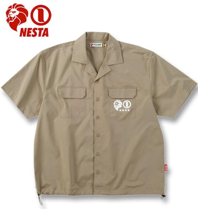 大きいサイズ NESTA BRAND オープンカラー 半袖シャツ サンドベージュ 3L 4L 5L 6L 8L/1277-5215-1-98