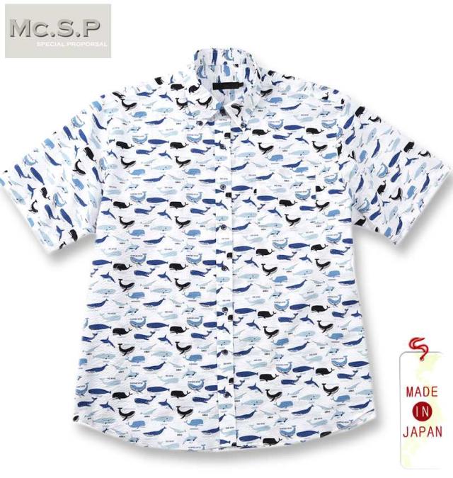 大きいサイズ Mc.S.P リップルクロス B.D 半袖シャツ ホワイト 3L 4L 5L 6L/1277-5280-1-98