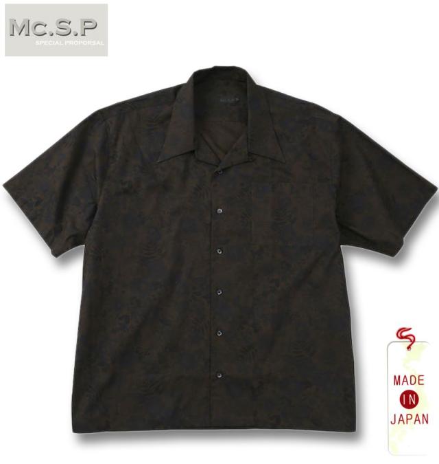 大きいサイズ Mc.S.P ヴィンテージ ブロード オープンカラー 半袖シャツ ブラック 3L 4L 5L 6L/1277-5282-2-98
