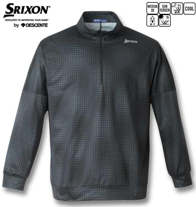 大きいサイズ SRIXON 松山プロ・星野プロ共同開発 グラフチェックプリント プロスタイル シャツ ブラック 3L 4L 5L 6L/1278-4330-2-198