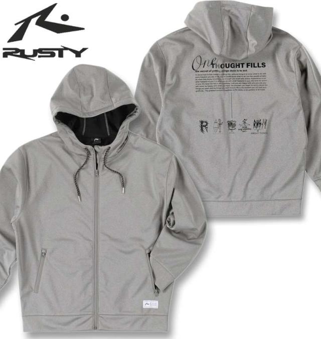 大きいサイズ RUSTY 3層ボンディング フリース スウェット フルジップ パーカー ヘザーグレー 3L 4L 5L 6L 8L/1278-4382-1-98