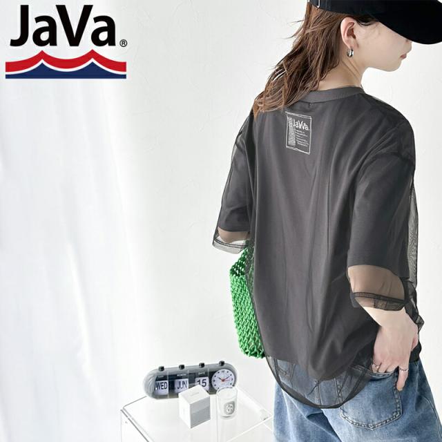 クラシカルエルフ春新作 java ジャバコラボ メール便送料無料 トップス Tシャツ レディース チュール レイヤード バック プリント Tee 半袖 ゆるっと オーバーサイズ レイヤード ...