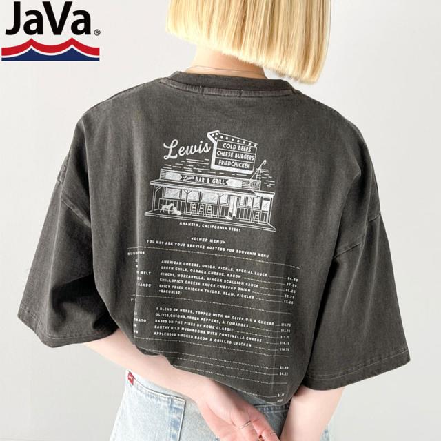 クラシカルエルフ 夏新作 javaジャバコラボ トップス Tシャツ レディース 綿100％ ダイナープリント ヴィンテージ ピグメント ビッグ Tee 男女兼用 ユニセックス メンズ ゆるっと ...