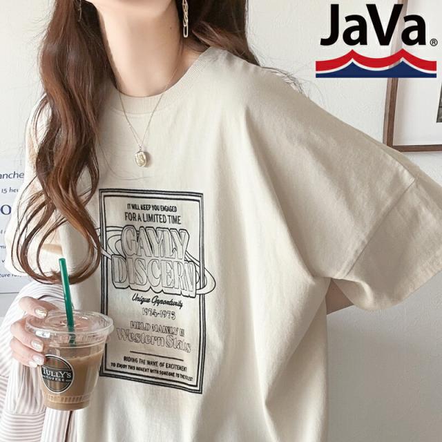クラシカルエルフ 夏新作 sustaina+ javaジャバコラボ トップス Tシャツ レディース オーガニックコットン混 綿100％ 前後 2way ステッチ 刺繍 半袖 Tee 男女兼用 ...