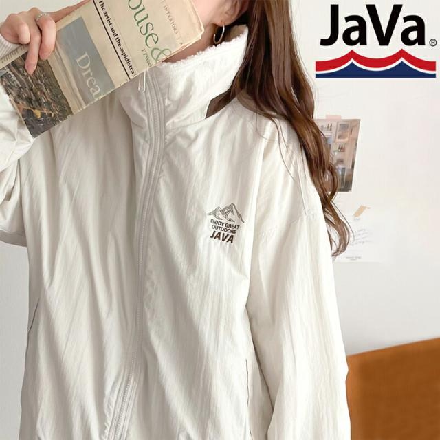クラシカルエルフ冬新作 javaジャバコラボ アウター ジャケット レディース ヴィンテージライク 配色 マウンテン ボア スタンド 軽量 刺繍 ジップアップ ブルゾン ゆるっと オーバーサイズ 大きいサイズ 防寒 2024aw  jv1260231