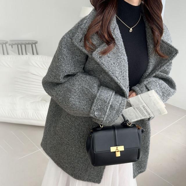 クラシカルエルフ冬新作 mily bilet アウター コート レディース ウールライク ニットコート スタンド 2way ベーシック カラーリング ミドル丈 ネック 暖か ゆったり ビッグシルエット 大きいサイズ 2024aw  mi1019050