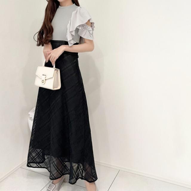 クラシカルエルフ 冬新作 milybilet ワンピース レディース ダブル フリル 袖 チェック レース ドッキング ワンピ バック 編み上げ シャーリング ゴム 高見え ハイウエスト  ロング 丈 ドレープ 大きいサイズ 2024ss mi1139024