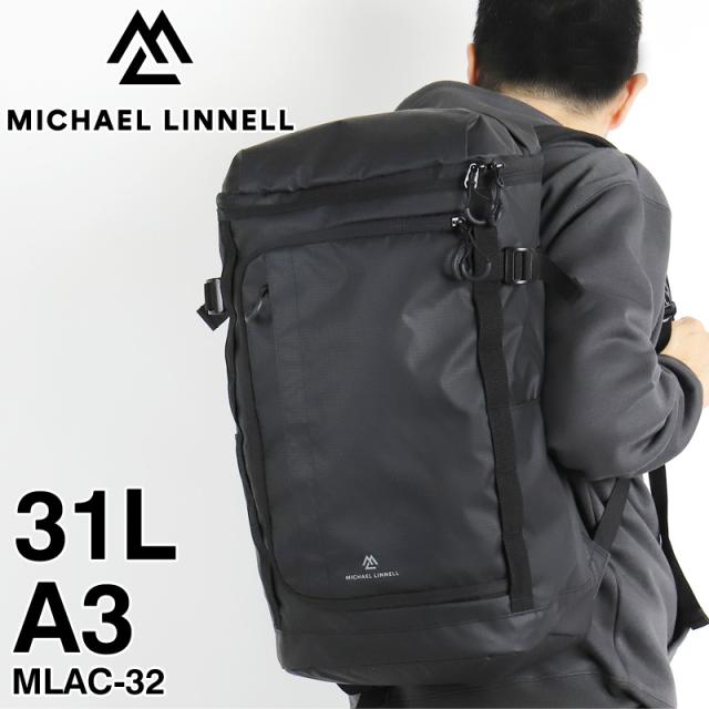 【商品レビューで+5%】マイケルリンネル リュック メンズ 大容量 リュックサック MICHAEL LINNELL MLAC-32 スクエアリュック デイパック バックパック 31L レディース 学生 大学生 高校生 中学生 A3 B4 A4 PC収納 通勤 通学 旅行 軽量 撥水 ブランド オシャレ カジュアル 人気