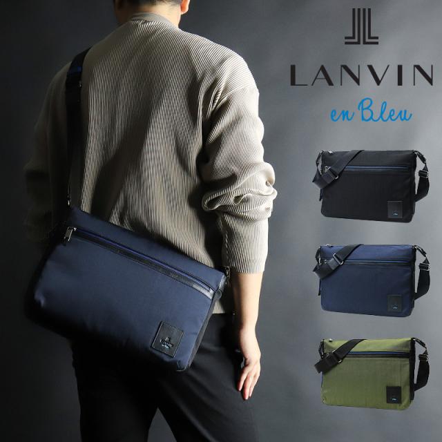 【商品レビュー記入で+5%】ランバン バッグ ショルダーバッグ メンズ ブランド LANVIN en Bleu ランバンオンブルー 斜めがけバッグ 軽量 A4 LILLE リール 530113 レディース ユニセックス 斜めがけ かっこいい 大人 旅行 トラベル 撥水 ナイロン レザー 革 通勤