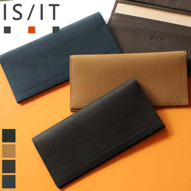 【商品レビューで+5%】イズイット 財布 二つ折り メンズ ブランド 本革 長財布 IS/IT GANNI小物 ガニー小物 985605 札入れ 純札 ロングウォレット 折財布 かぶせ長財布 牛革   革 レザー オシャレ カジュアル 正規品 正規販売店 人気 さいふ サイフ ウォレット 革小物