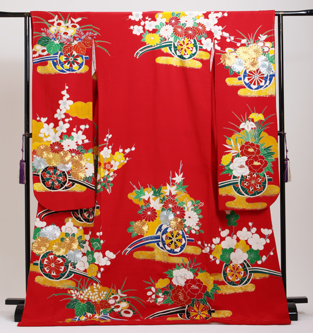 引き振袖レンタル 赤 色振袖 黒引き振袖 NT-104 花嫁 送料無料の通販は