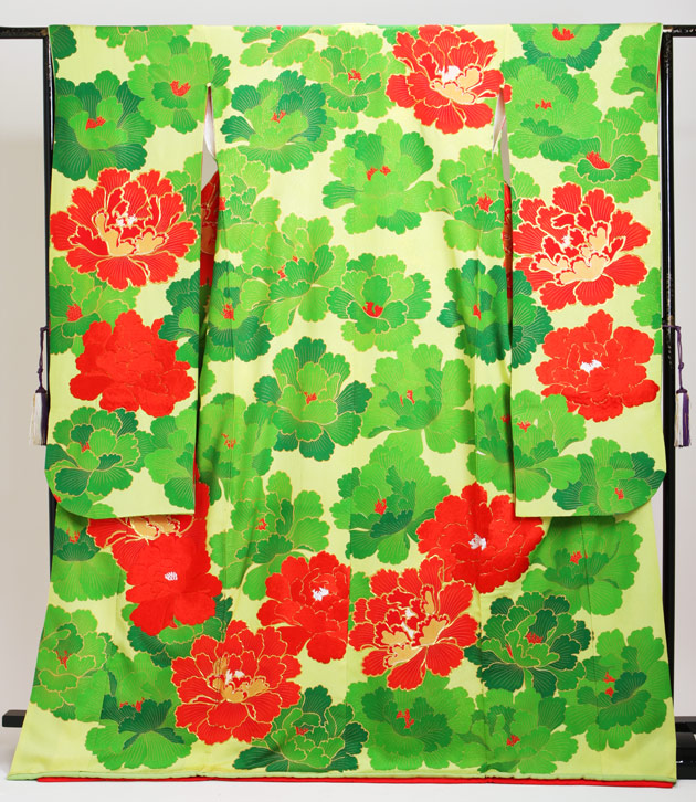 引き振袖レンタル 緑 色振袖 黒引き振袖 NT-32 ぼたん 花嫁 送料無料 引き振袖レンタル 緑 色振袖 黒引き振袖 NT-32 ぼたん 花嫁 送料無料の