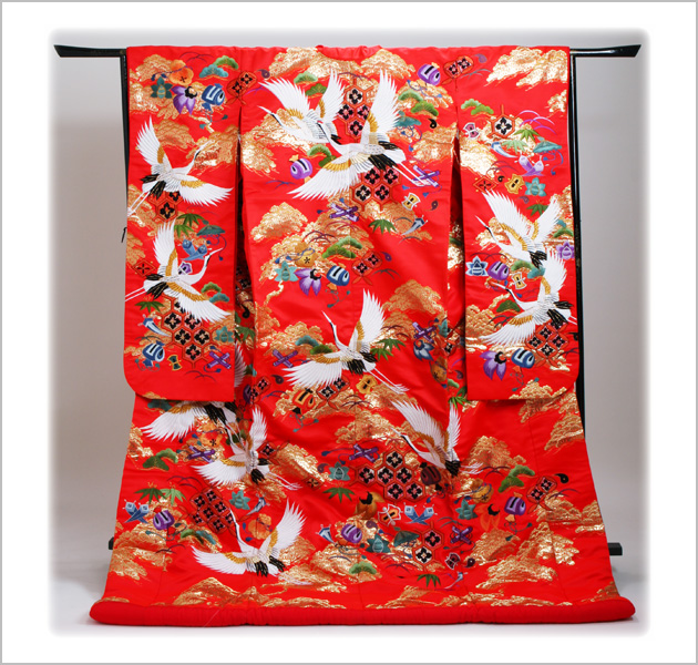 打掛 レンタル 色打掛 赤色 得井生雄 亀甲黒 NT-701 送料無料の通販は