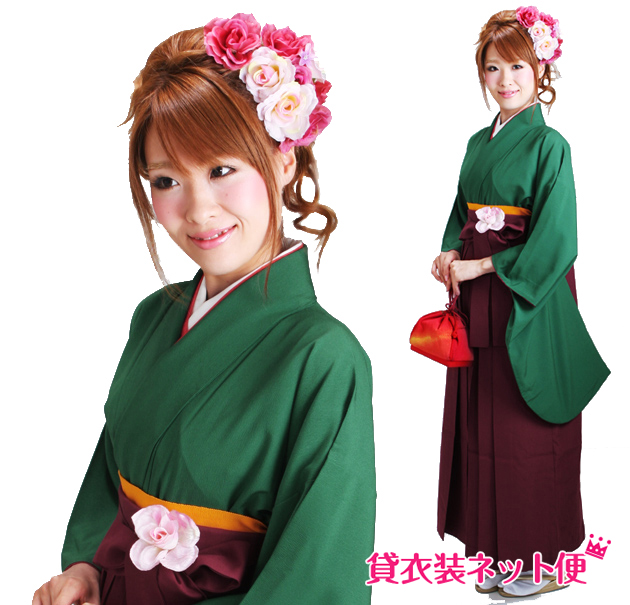 卒業式 袴セット 袴セットレディース 卒業式 袴 レンタル 大学卒業式 大学 卒業式 緑色 送料無料 FAG0228