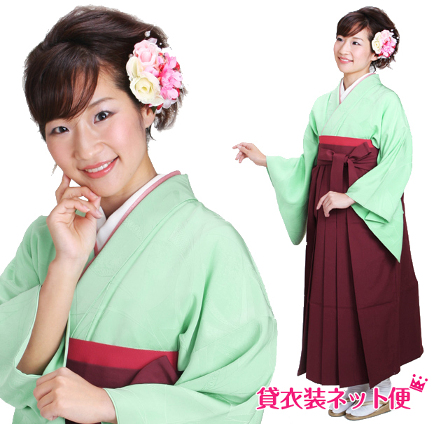 卒業式 袴セット 袴セットレディース 卒業式 袴 レンタル 先生 薄みどり 無地 送料無料 FAG0025