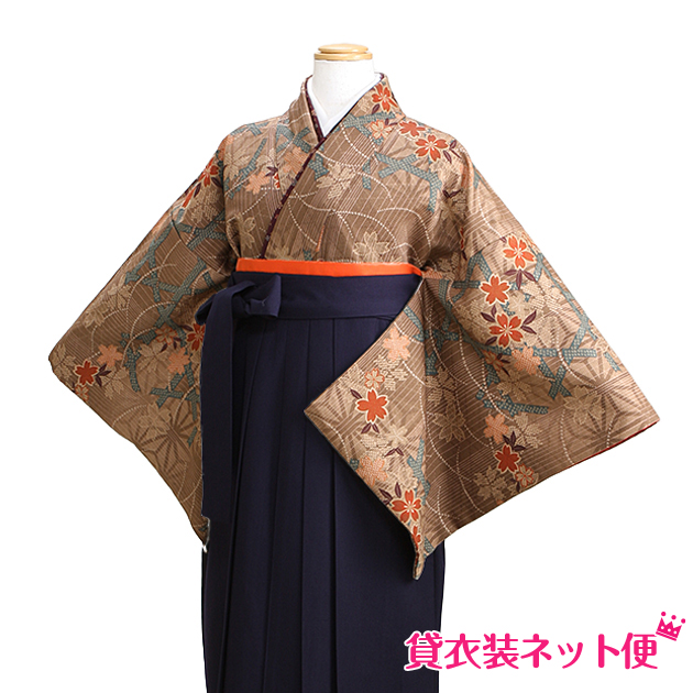 卒業式 袴セット 袴セットレディース 卒業式 袴 レンタル 先生 茶色 ブラウン 小紋 送料無料 FAG0095