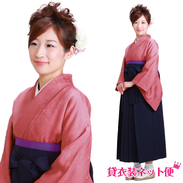 卒業式 袴セット 袴セットレディース 卒業式 袴 レンタル 先生 濃ピンク 無地 送料無料 FAG0060