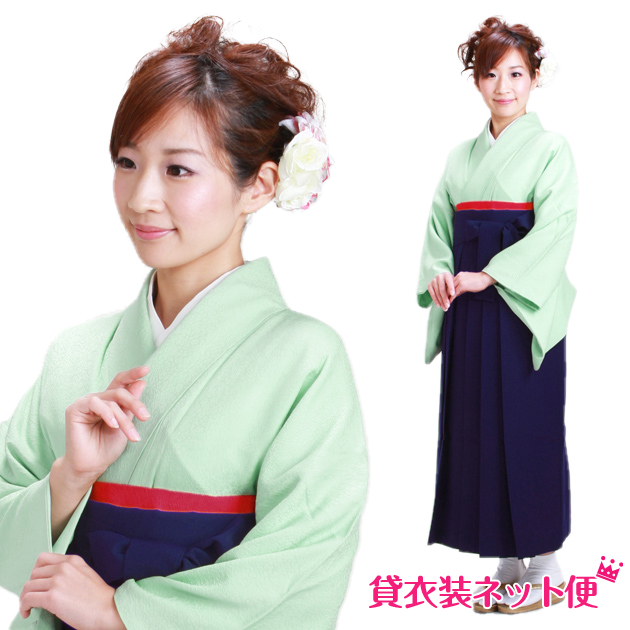 卒業式 袴セット 袴セットレディース 卒業式 袴 レンタル 先生 若草色 無地 送料無料 FAG0071