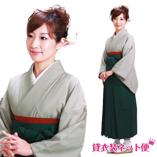 卒業式 袴セット 袴セットレディース 卒業式 袴 レンタル 先生 薄グレー 無地 送料無料 FAG0093