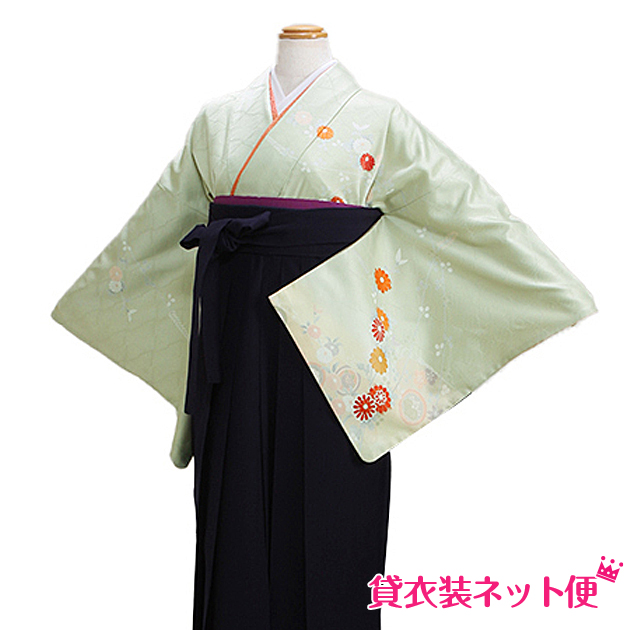 卒業式 袴セット 袴セットレディース 卒業式 袴 レンタル うすみどり色 小菊 送料無料 FAGH105