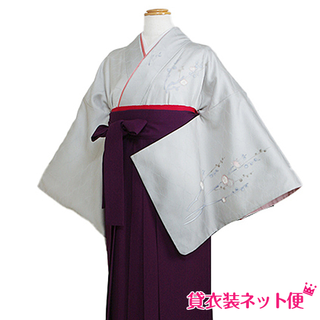 卒業式 袴セット 袴セットレディース 卒業式 袴 レンタル グレー色 送料無料 FAGH114