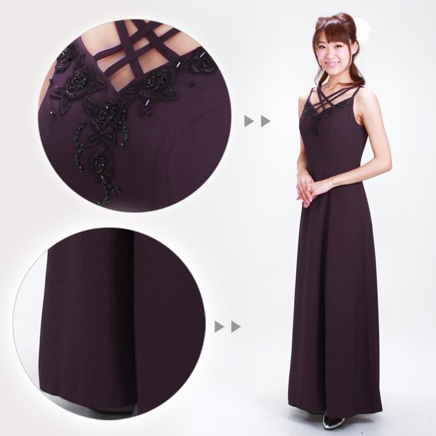 フォーマルドレス レンタル 結婚式 9号-11号 ワイン ワンピース mr