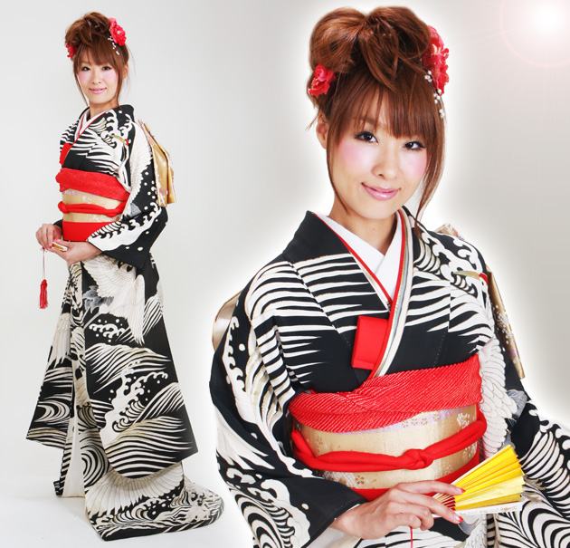 引き振袖レンタル 黒 色振袖 黒引き振袖 NT-47 黒地 シック 花嫁 送料無料