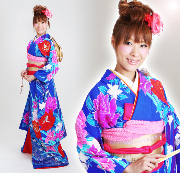 引き振袖レンタル 紺 色振袖 黒引き振袖 NT-81 ブルー ピンク 花嫁 送料無料