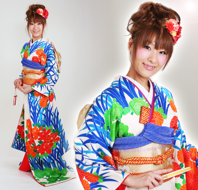 引き振袖レンタル 白ブルー 色振袖 黒引き振袖 NT-50 あやめ ブルー 花嫁 送料無料