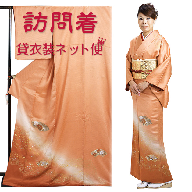 訪問着 レンタル 付下げ 赤茶色 NT-35 お宮参り お茶会 送料無料