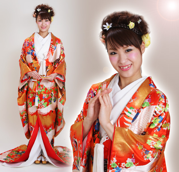 打掛 レンタル 色打掛 赤色 梅に舞鶴 NT-164 送料無料