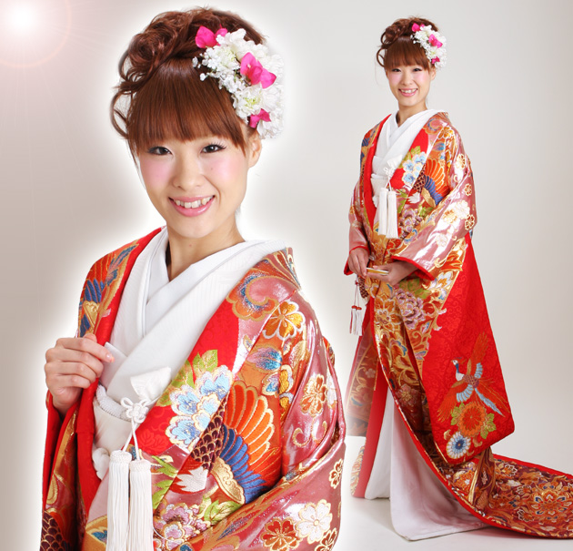 打掛 レンタル 色打掛 赤色 天平遣宝文 NT-813 送料無料