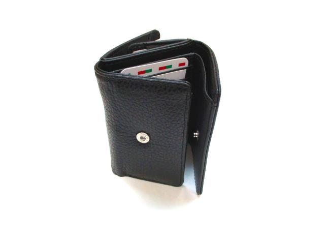 【Maturi マトゥーリ】イタリアンレザーパステルカラー 5色　コンパクト三つ折り財布　MR-092 ブラック 定価19800円